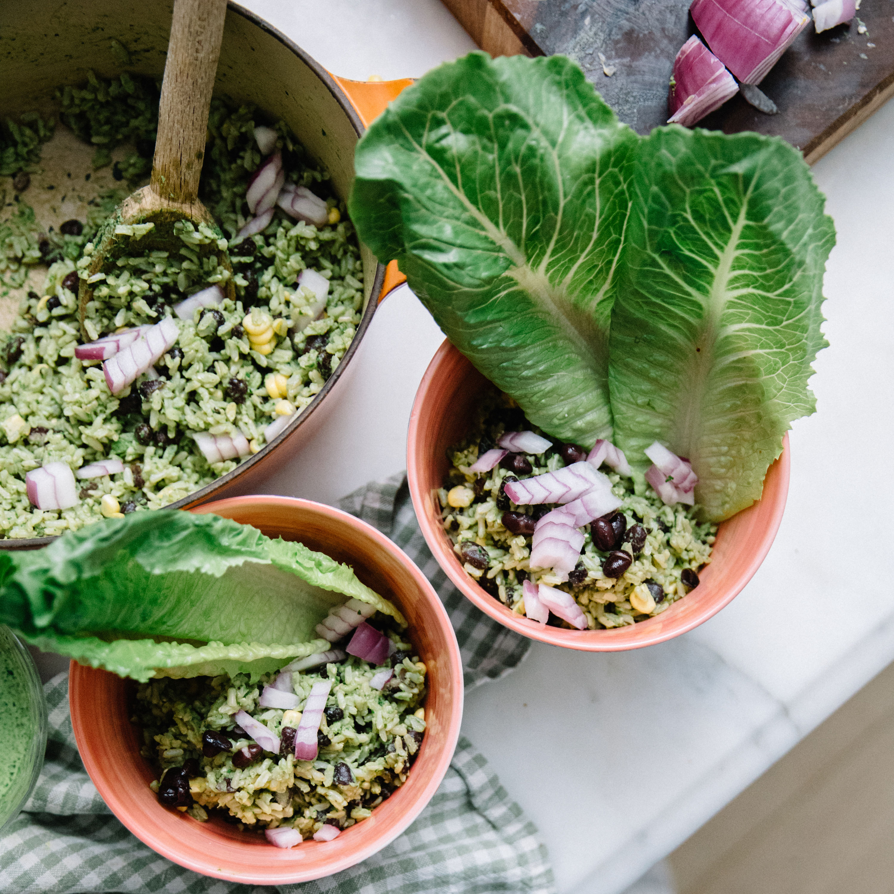 Creamy Cilantro Rice & Beans - Bonberi